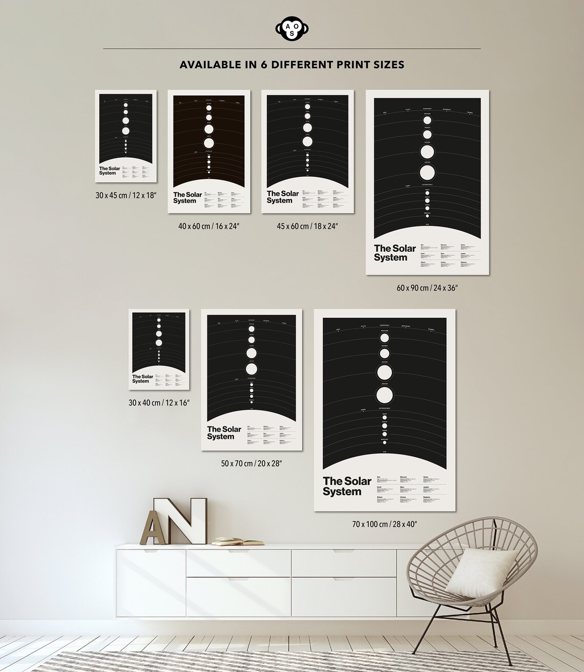 Minimalist Solar System Poster, Modern Solar System Poster, Solar ...