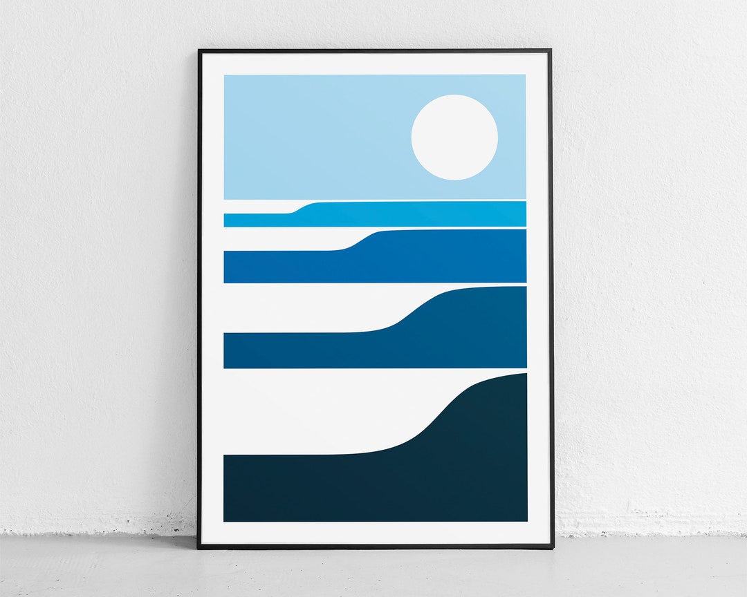 Sunrise Waves Poster, Surf Poster, Sunlit Breaking Waves Print, Summer ...