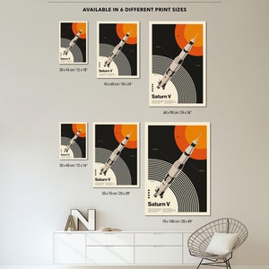 Saturn V Inspired Print, Modern Minimalist Poster of Lunar Exploration ...