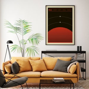 Mars Art Print | Minimalist Space Poster With Modern Design | Red ...
