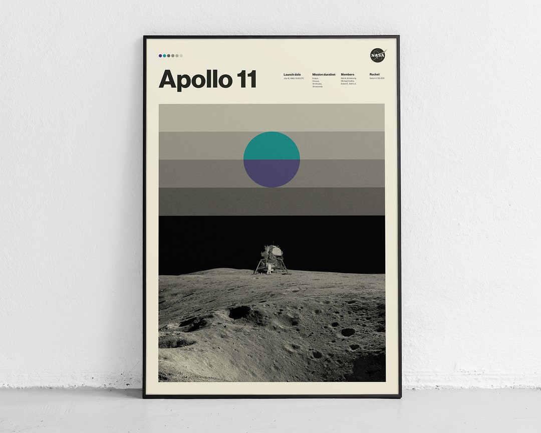 Apollo 11 Inspired Print, Modern Minimalist Poster of Historic Moon ...