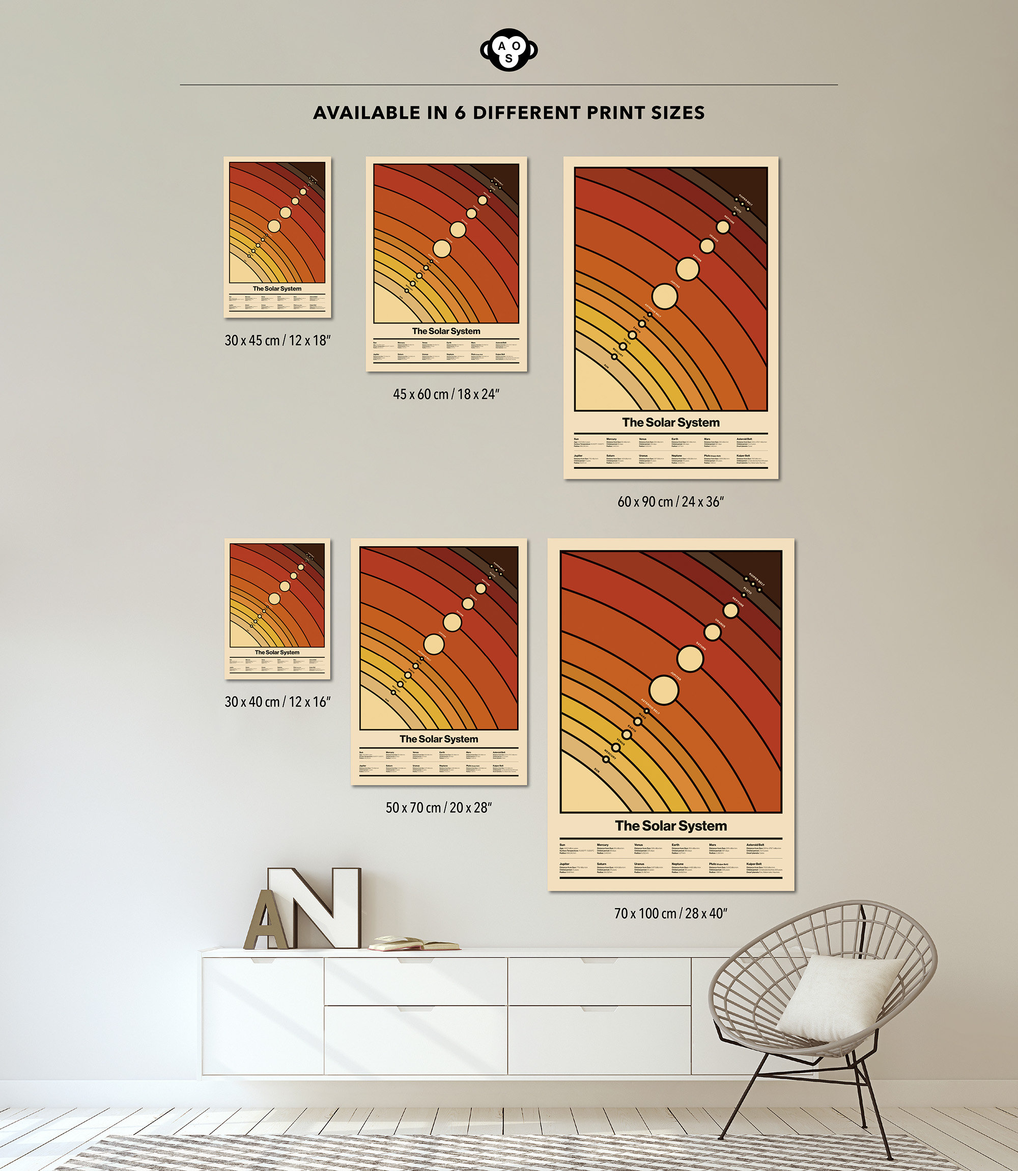 Solar System Poster, Minimalist Space Print, Solar System Illustration ...