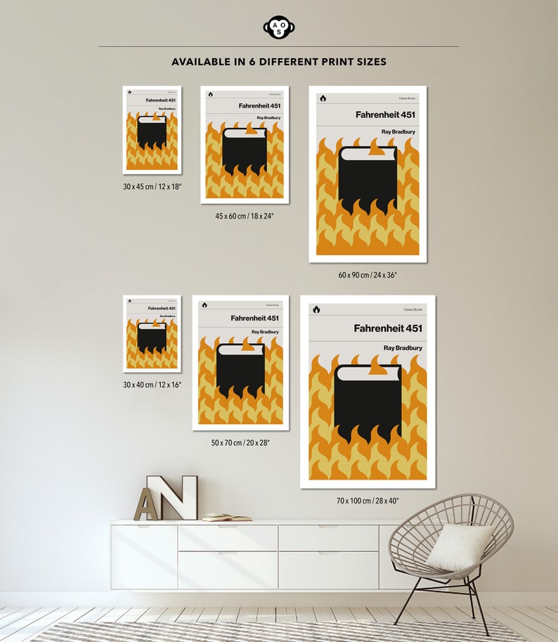 Fahrenheit 451 Poster, A Minimalist Poster Inspired by by the Famous ...