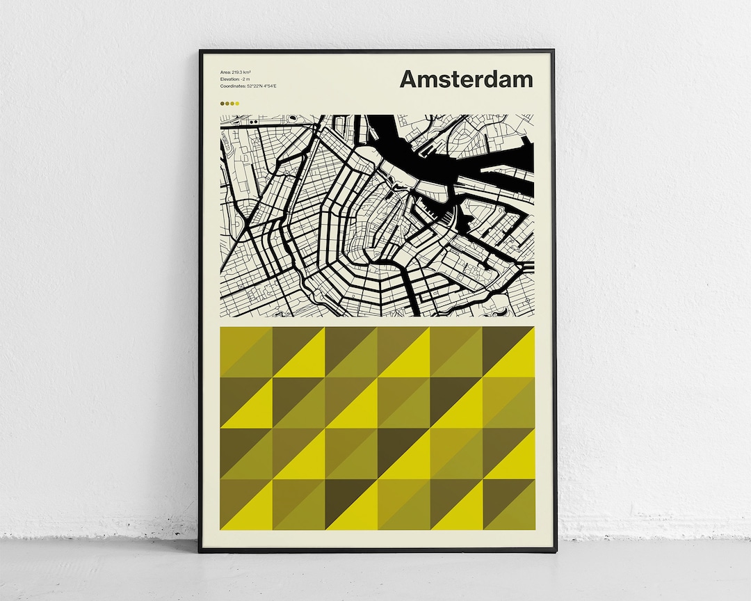 Amsterdam Map Poster, Amsterdam’s Historic Charm Reimagined in Modern ...