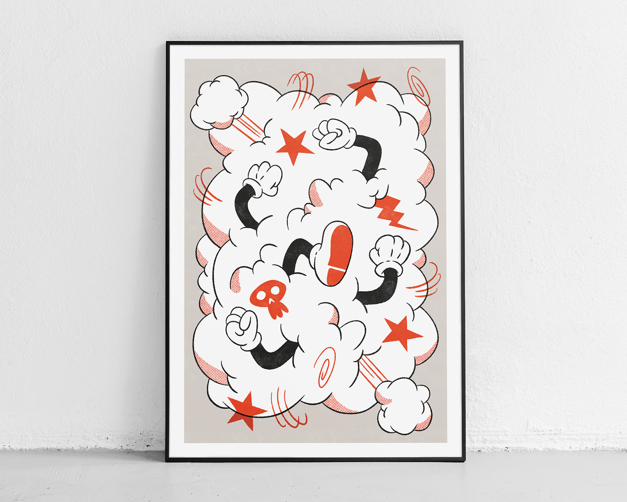 Cartoon Fight Poster, Modern Artwork With Intense Battle, Vintage ...