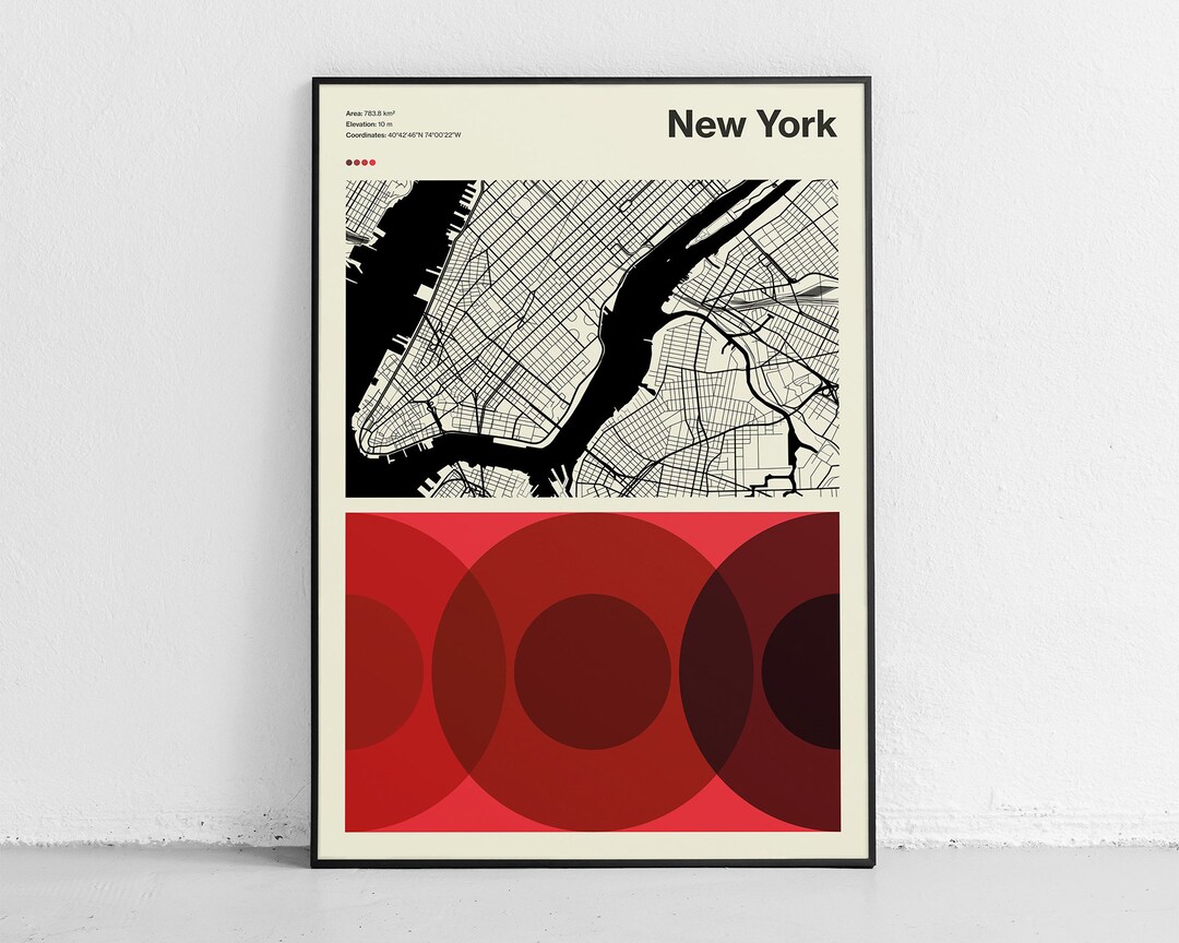 New York Map Poster, New York Reimagined in Modern Map Design, Discover ...