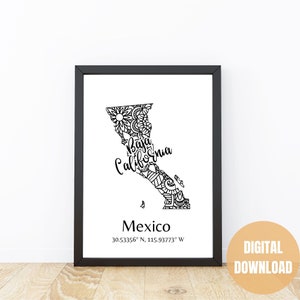 Baja California Map Baja Peninsula Map Poster Baja California Art Print ...