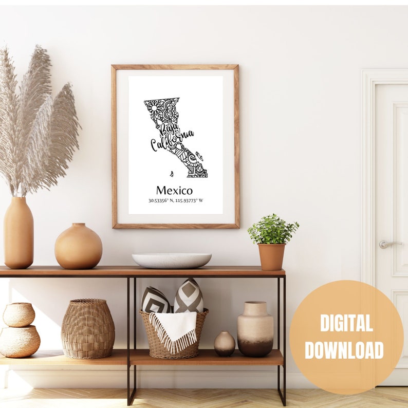 Baja California Map Baja Peninsula Map Poster Baja California Art Print ...