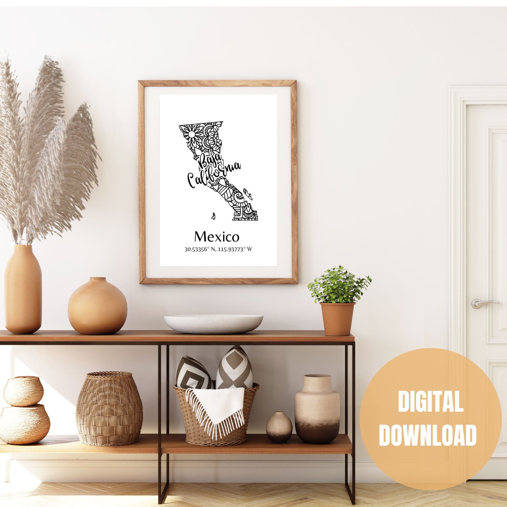 Baja California Map Baja Peninsula Map Poster Baja California Art Print ...