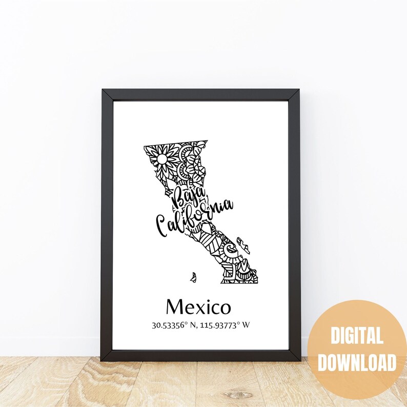 Baja California Map Baja Peninsula Map Poster Baja California Art Print ...