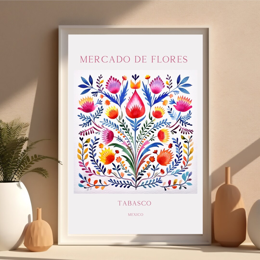 Tabasco Mexico Flower Market Digital Print Mexico Travel Poster Floral ...