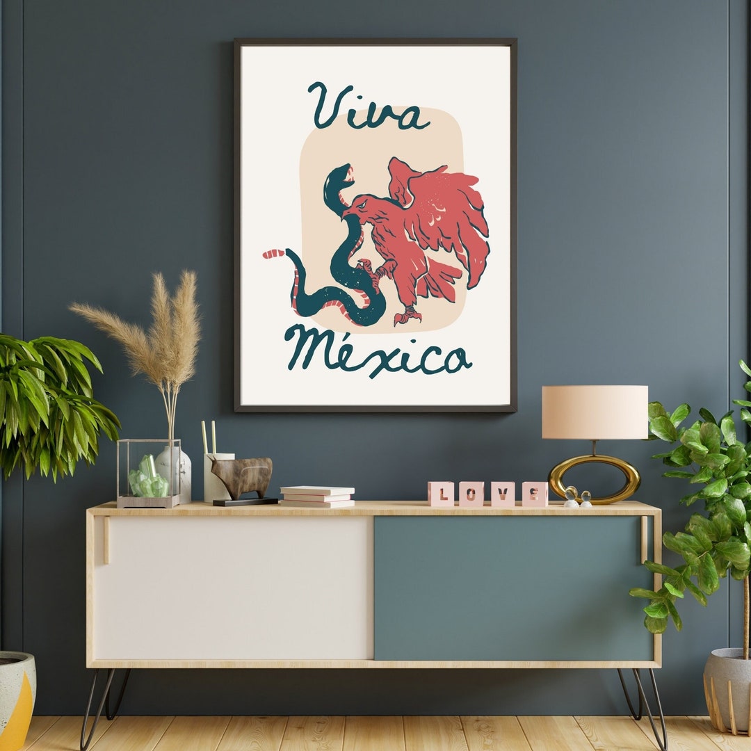 Mexico Poster Viva Mexico Travel Poster Mexican Pride Spanish Wall Art ...