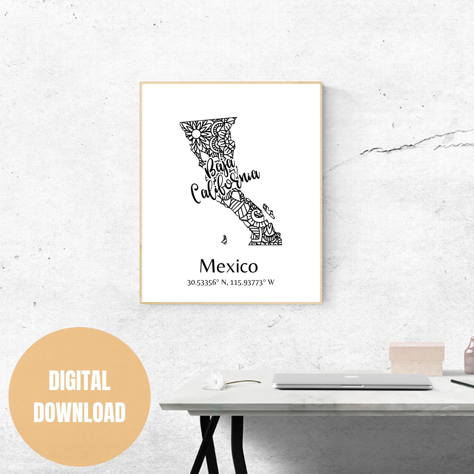 Baja California Map Baja Peninsula Map Poster Baja California Art Print ...