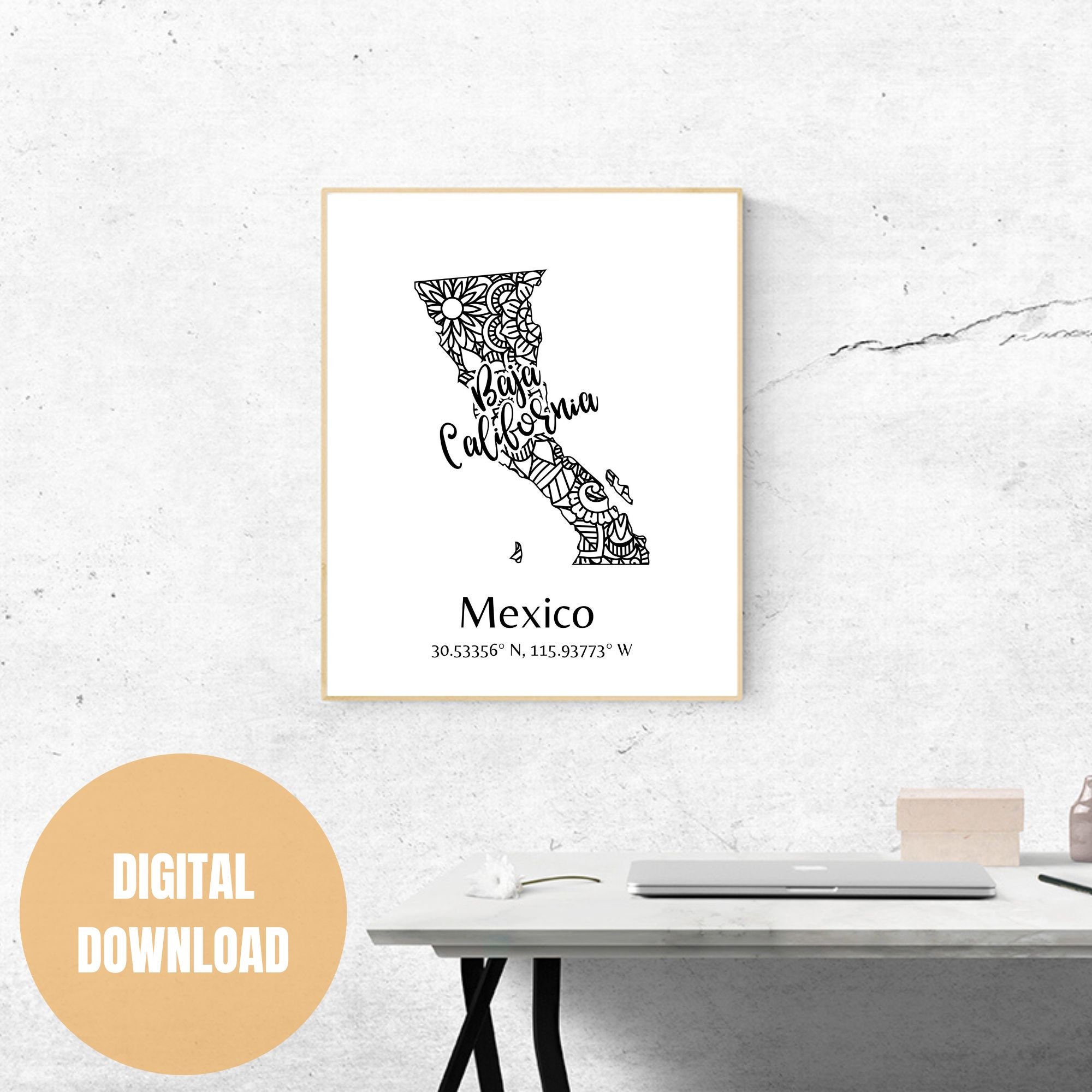 Baja California Map Baja Peninsula Map Poster Baja California Art Print ...