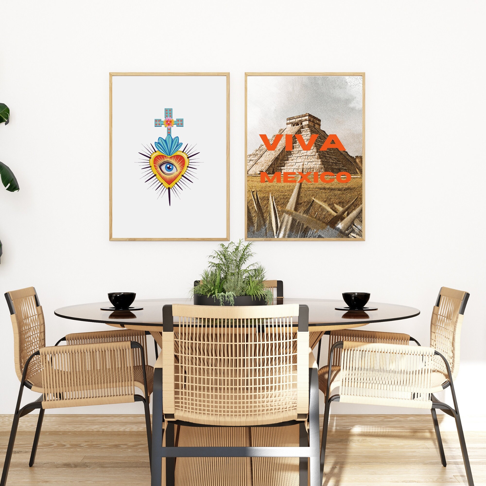 Mexico Poster Viva Mexico Mexican Pride Latina Wall Art Sacred Heart ...