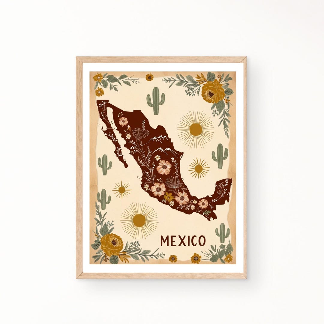 Mexican Art Boho Mexico Travel Poster Printable Wall Art Mexico Art ...