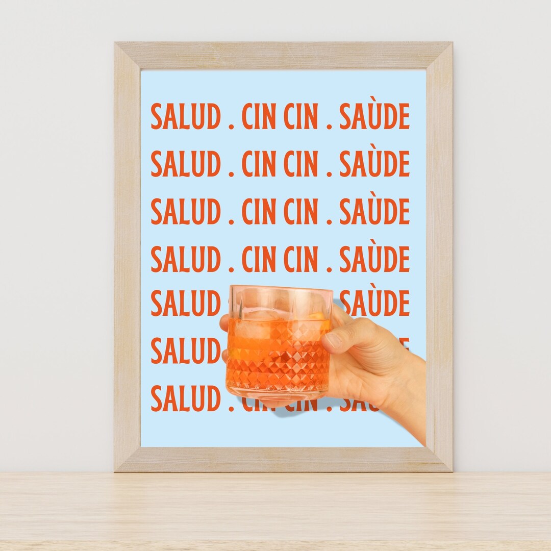 Cin Cin Bar Cart Wall Art Bar Cart Print Salud Bar Cart Decor Cheers ...