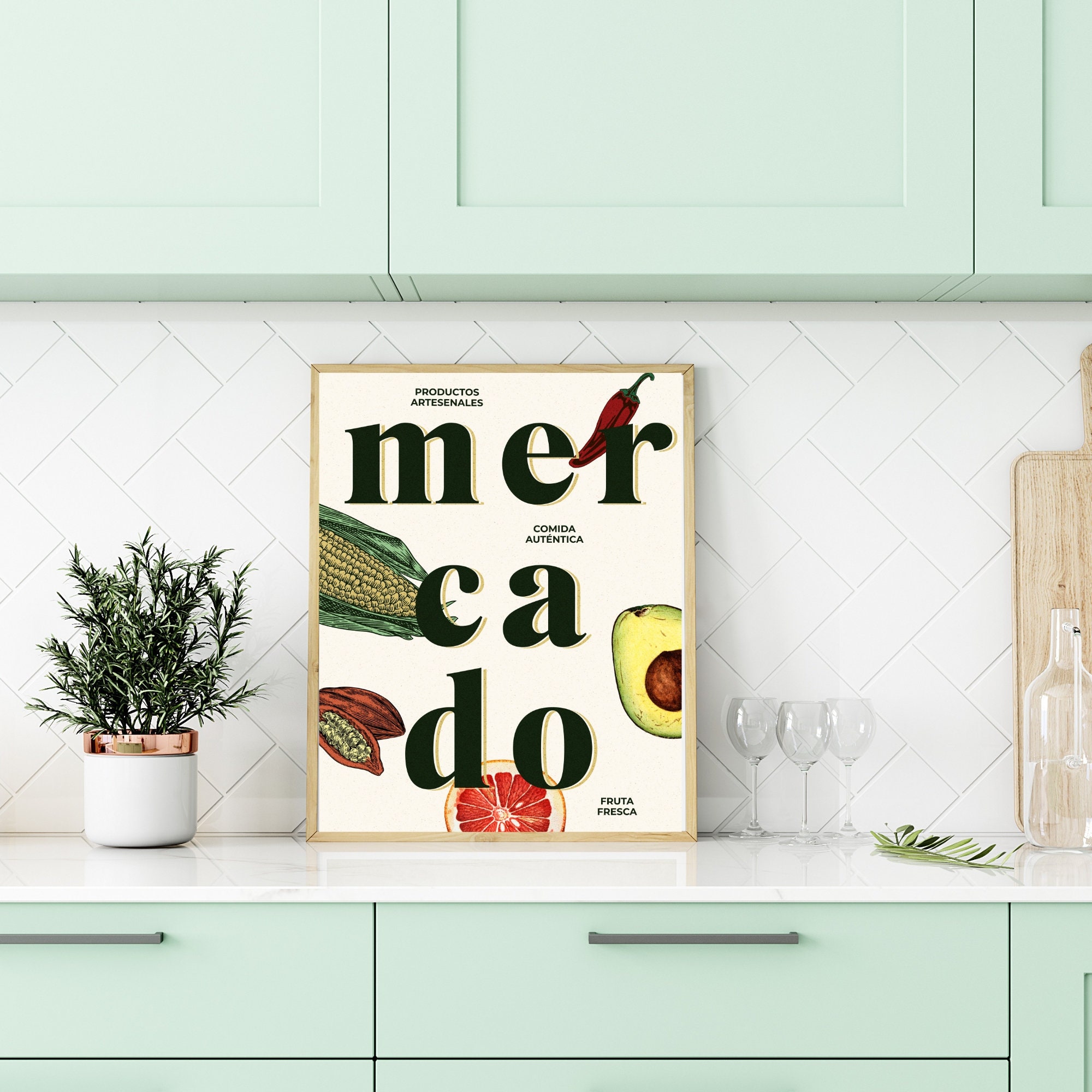 Farmers Market Wall Art Cocina Mexicana Mexican Food Print Mexican ...