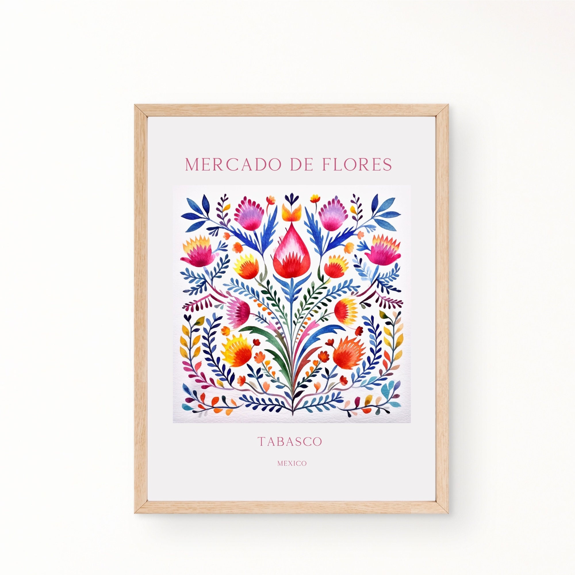 Tabasco Mexico Flower Market Digital Print Mexico Travel Poster Floral ...