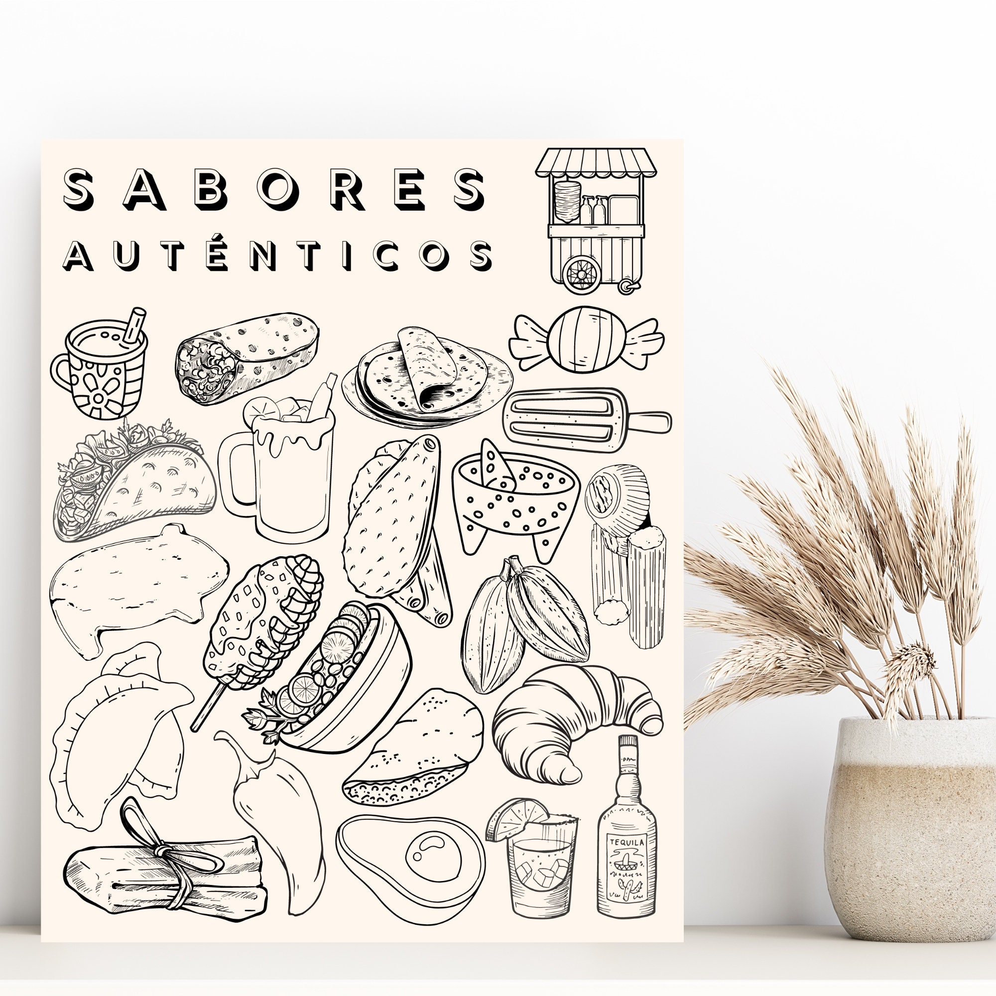 Mexican Kitchen Art Farmers Market Wall Art Mexican Food Art Mexican ...
