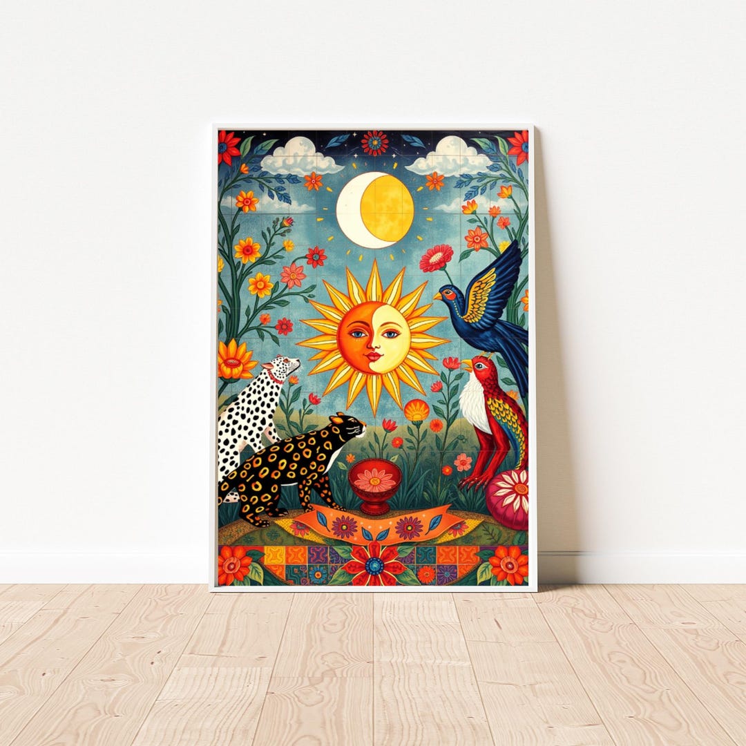 Boho Mexican Wall Art Mexican Folk Art Print Whimsical Wall Poster ...