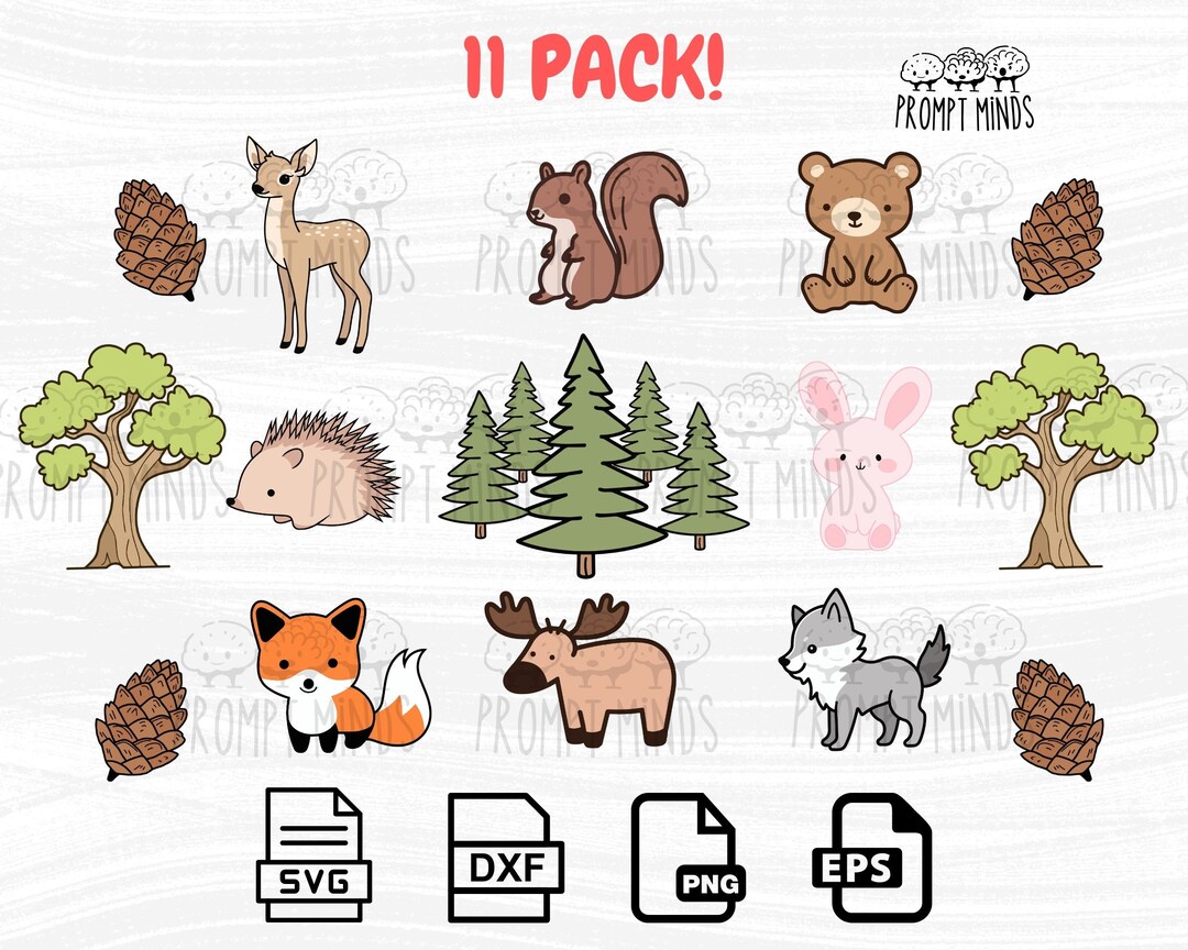Cute Woodland Animals Svg Bundle Pack Forest Animals Svg - Etsy