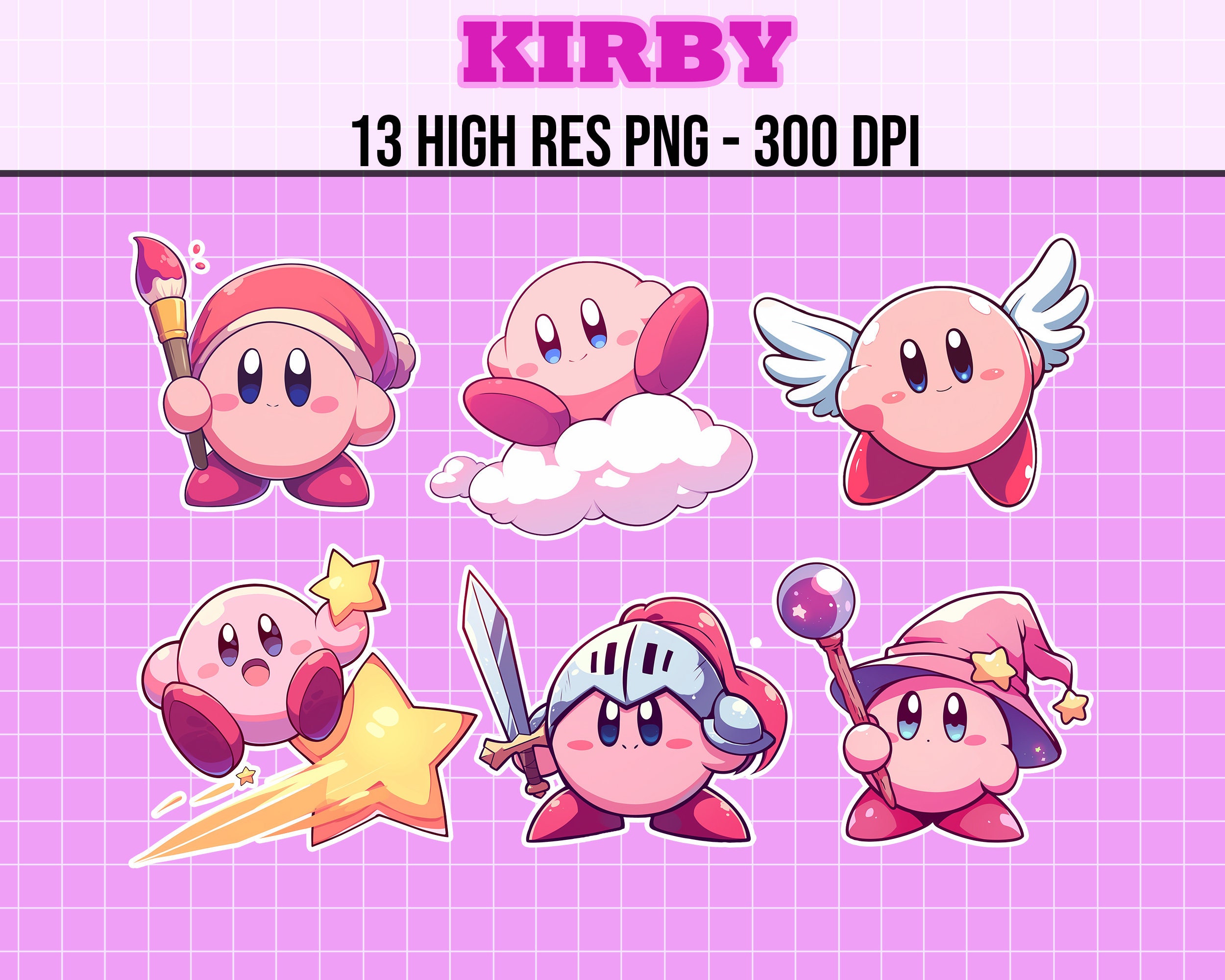 Cute Kirby Png Bundle, Adorable Kirby Clipart Pack - Etsy