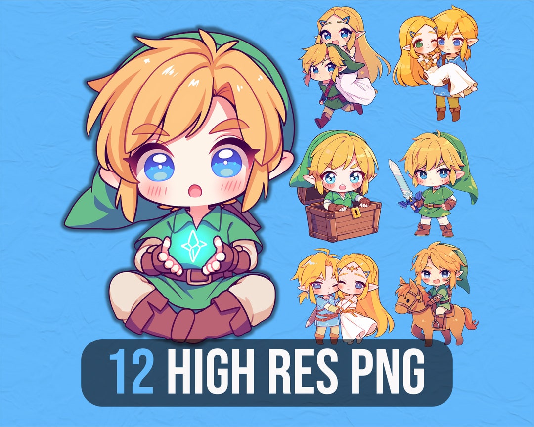 Cute Chibi Zelda & Link Clipart Bundle - Etsy