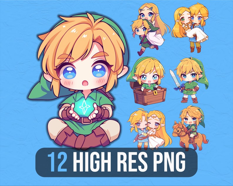 Cute Chibi Zelda & Link Clipart Bundle - Etsy Australia