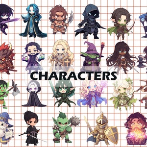 Dnd Mega Clipart Bundle, D&d Png Pack, Dungeons and Dragons Chibi ...