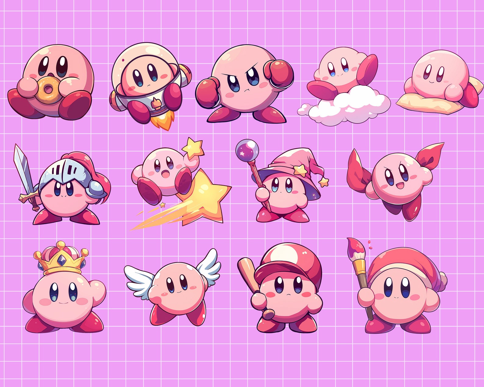Cute Kirby Png Bundle, Adorable Kirby Clipart Pack - Etsy