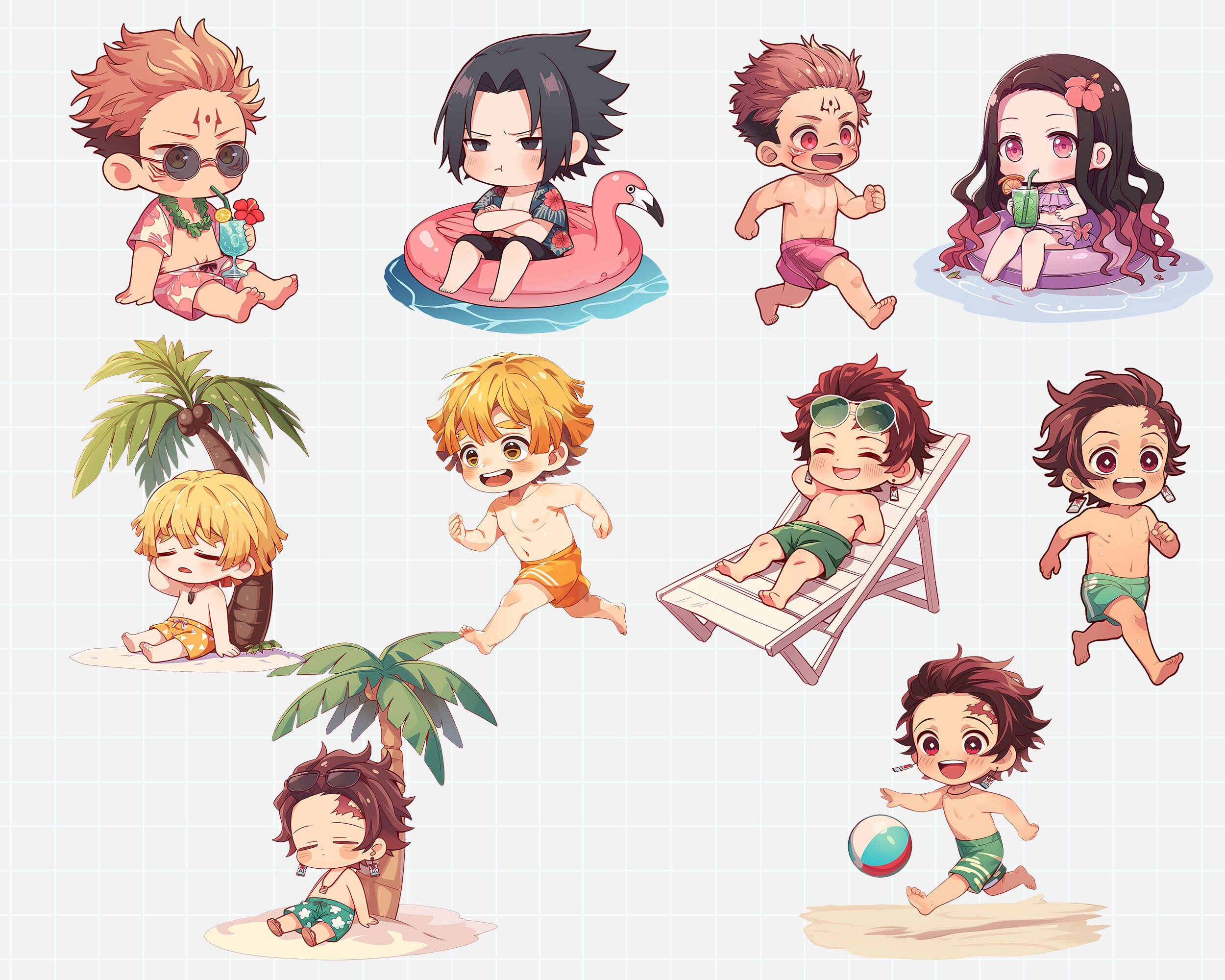 Chibi Anime Summer Clipart Bundle, Cute Anime Summer Png Pack - Etsy
