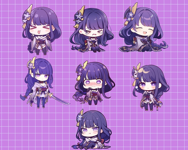 Genshin Impact Raiden Shogun Png Sticker Pack, Chibi Electro Archon ...