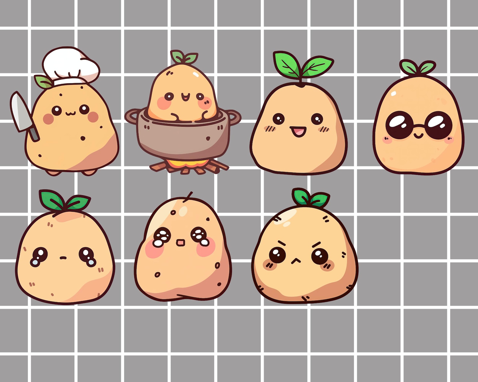 Kawaii Potato Clipart Bundle | Cute Potato Png Pack - Etsy