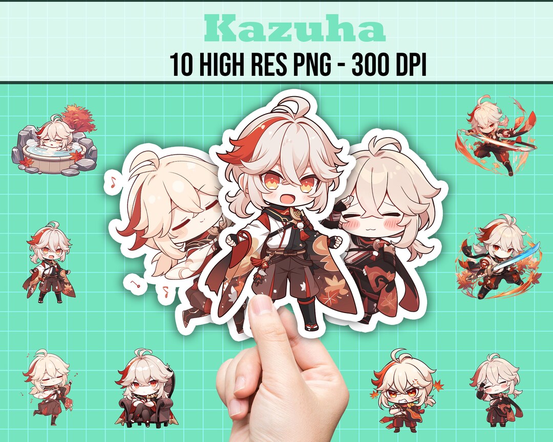 Genshin Impact Kazuha Kaedehara Png Sticker Pack, Chibi Kazuha Clipart ...