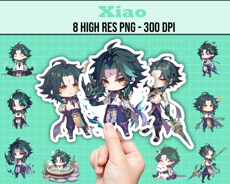 Genshin Impact Xiao Png Pack for Stickers, Chibi Xiao Clipart - Etsy