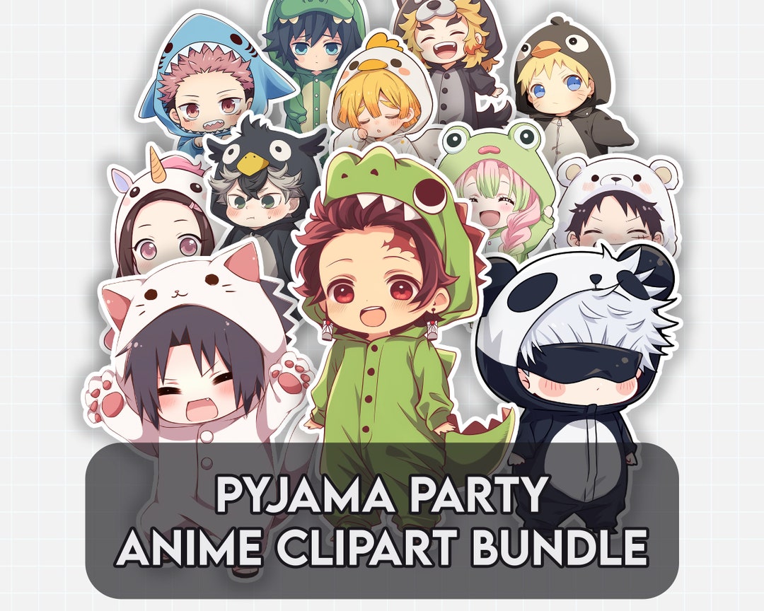 Chibi Anime Clipart: Pyjama Party PNG Bundle - Etsy