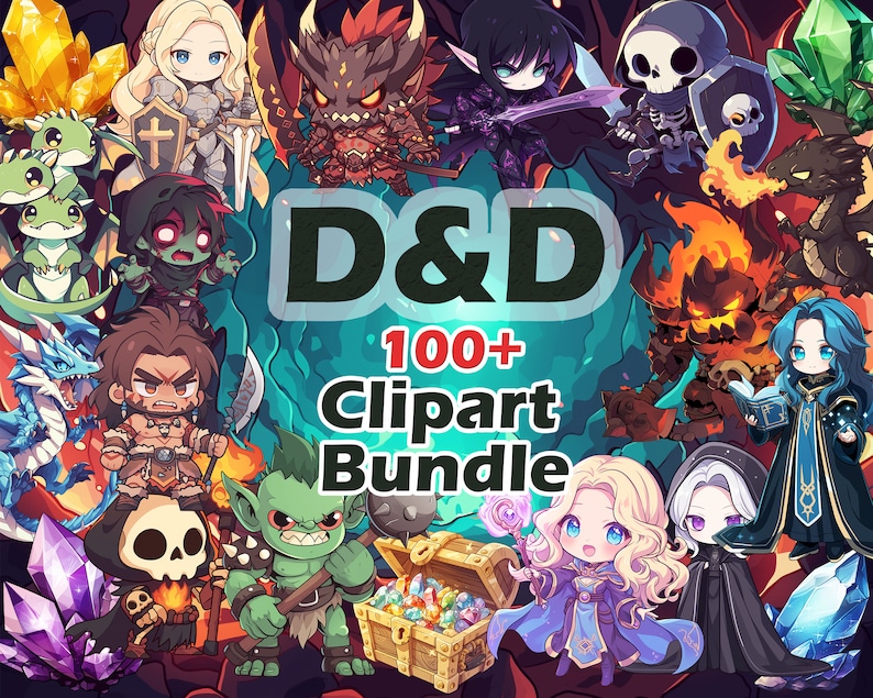 Dnd Mega Clipart Bundle, D&d Png Pack, Dungeons and Dragons Chibi ...