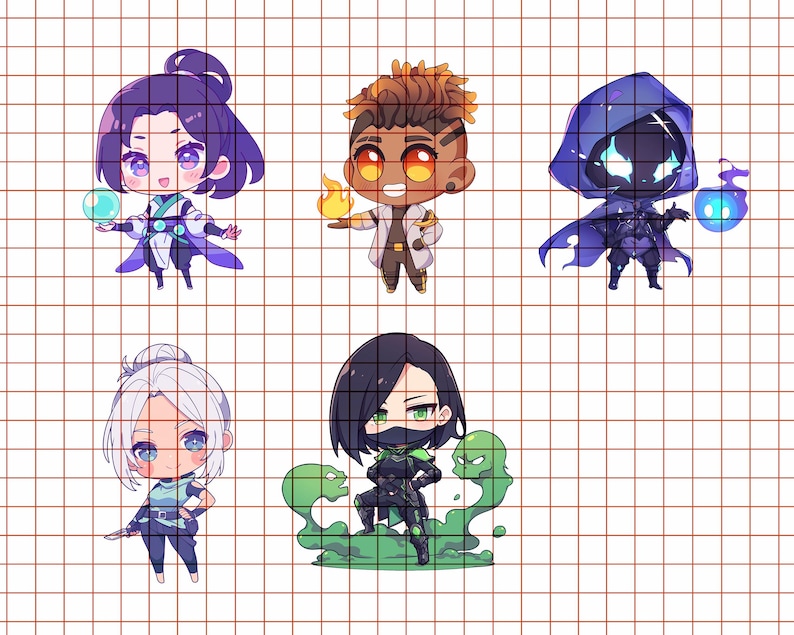 Chibi Valorant Agents Png Bundle | Cute Valorant Characters Clipart ...