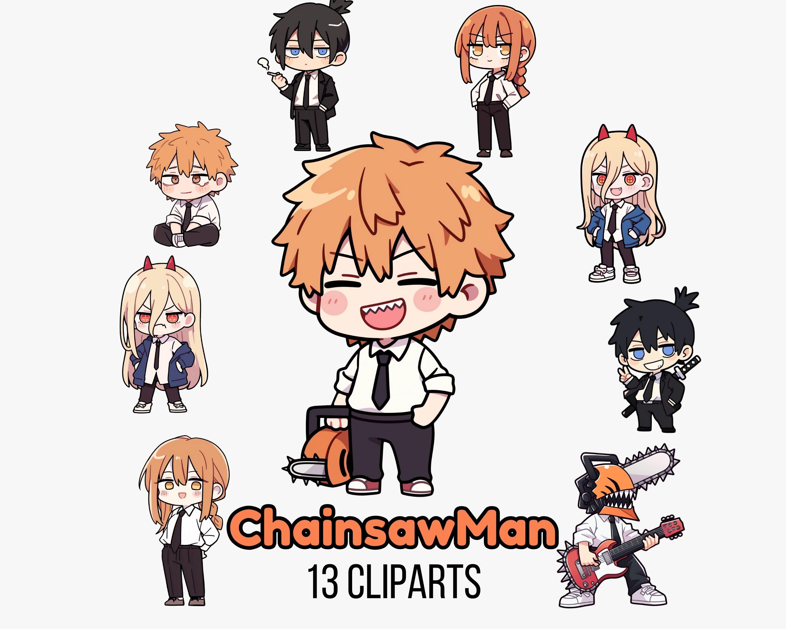 Chainsaw Anime Chibi Clipart Bundle (13 PNG) - Etsy