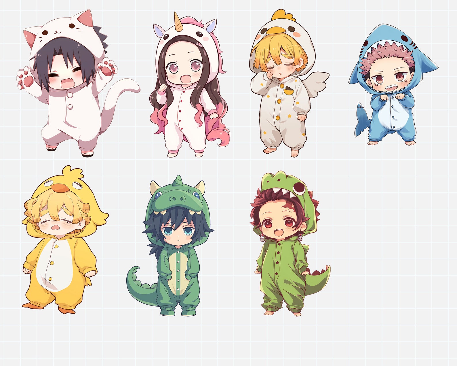 Adorable Chibi Pyjama Party Anime Clipart Pack, Cute Anime Png Bundle ...