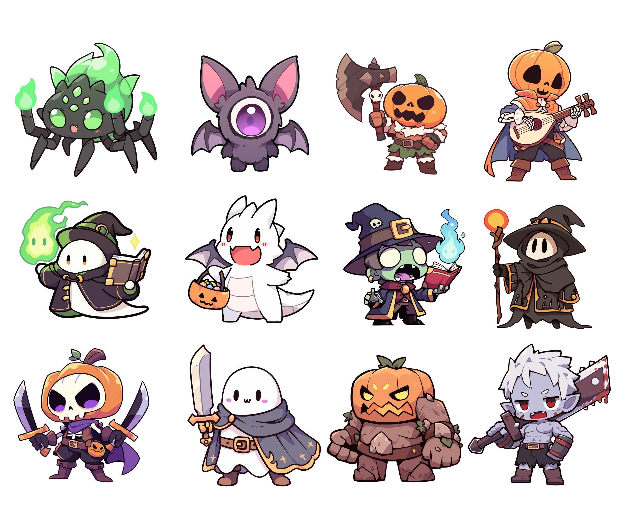 Cute Spooky Dnd Clipart Bundle | Chibi Halloween Themed D&d Png Pack - Etsy