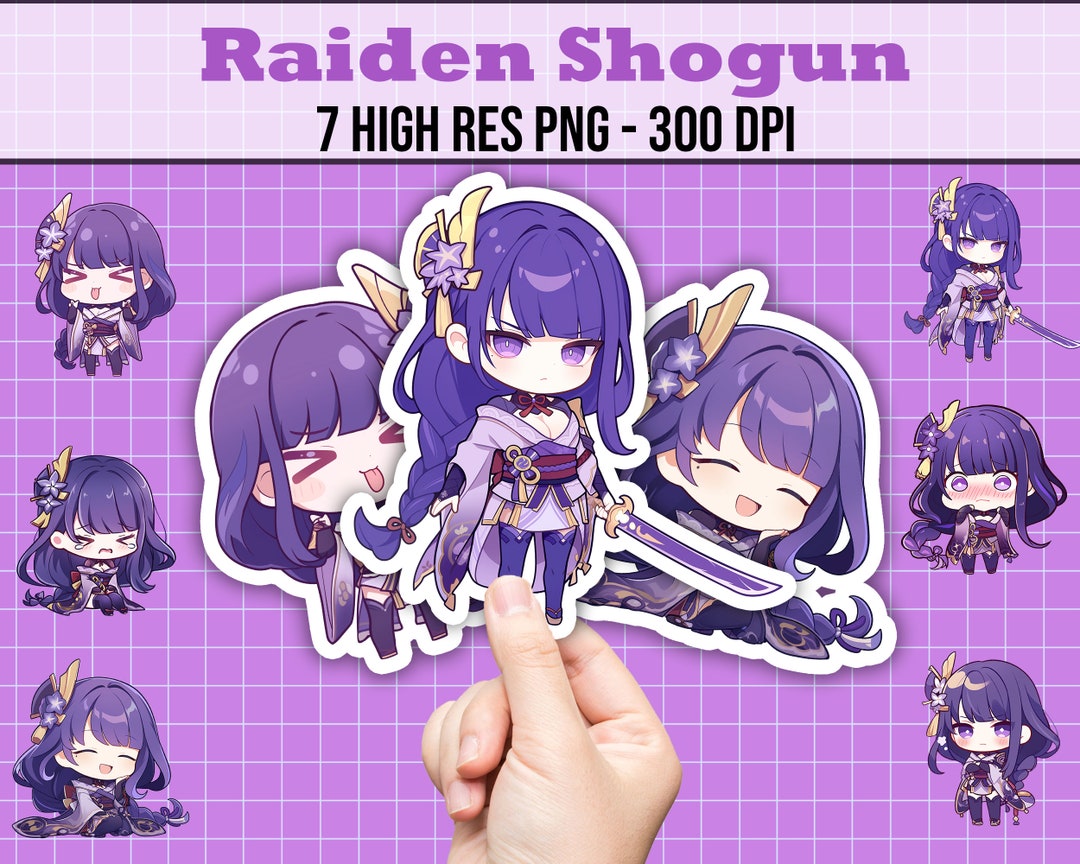 Genshin Impact Raiden Shogun Png Sticker Pack, Chibi Electro Archon ...
