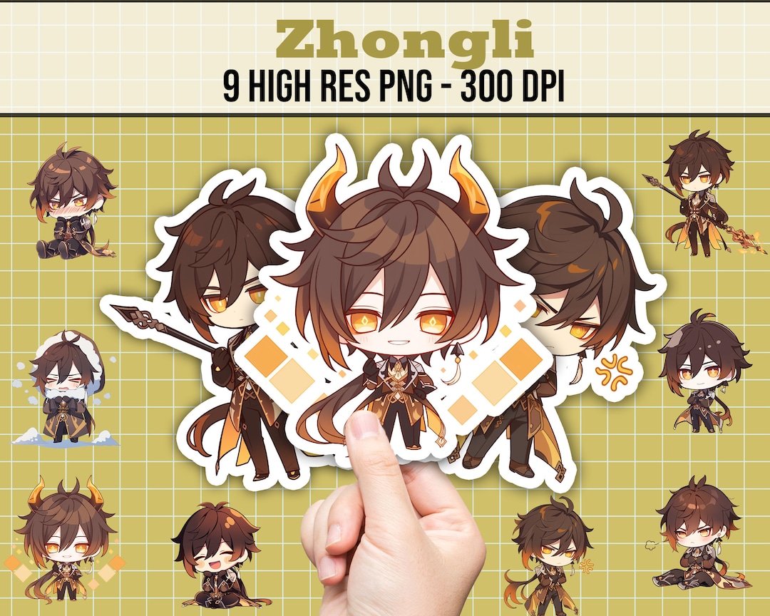 Genshin Impact Zhongli Png Sticker Pack, Chibi Geo Archon Clipart - Etsy