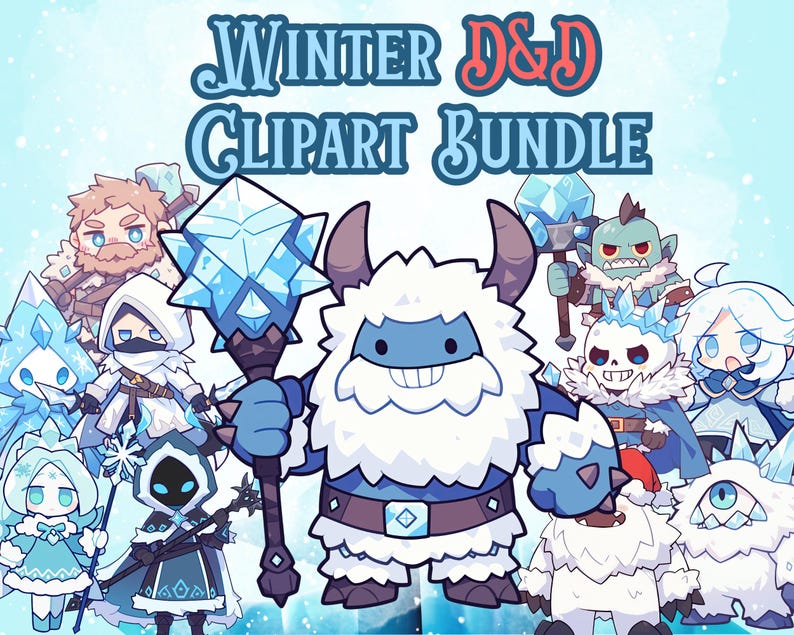 Winter Dnd Clipart Bundle Dungeons and Dragons Chibi Fantasy Designs - Etsy