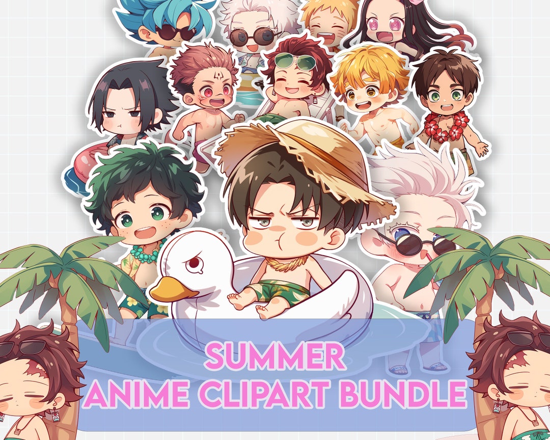 Chibi Anime Summer Clipart Bundle, Cute Anime Summer Png Pack - Etsy