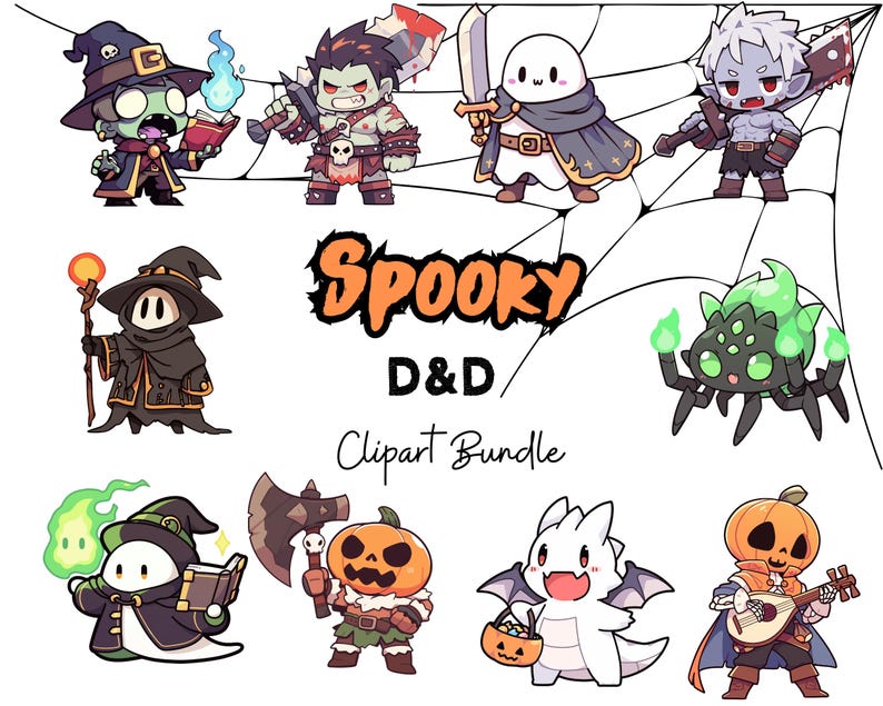Cute Spooky Dnd Clipart Bundle | Chibi Halloween Themed D&d Png Pack - Etsy