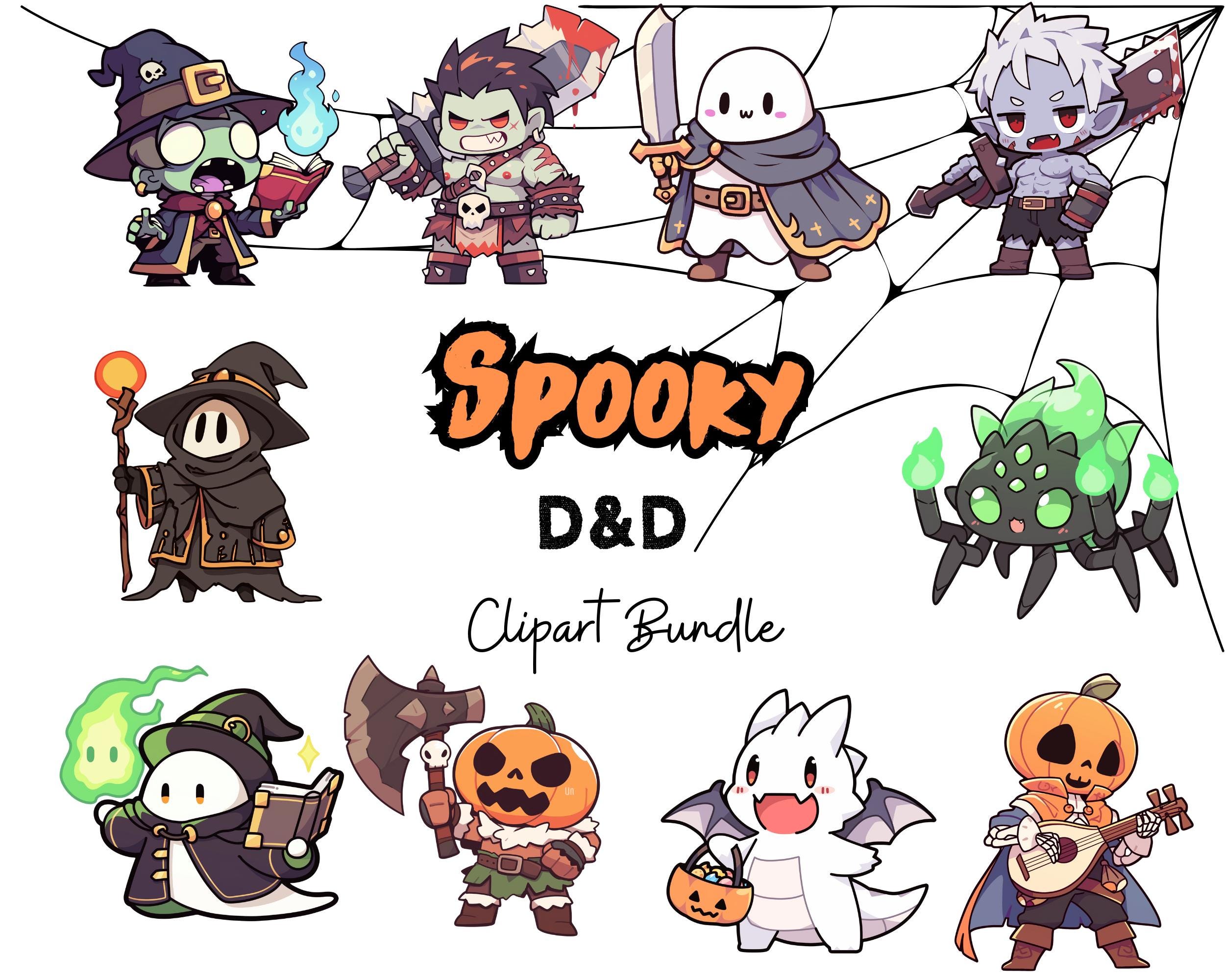 Cute Spooky Dnd Clipart Bundle | Chibi Halloween Themed D&d Png Pack - Etsy