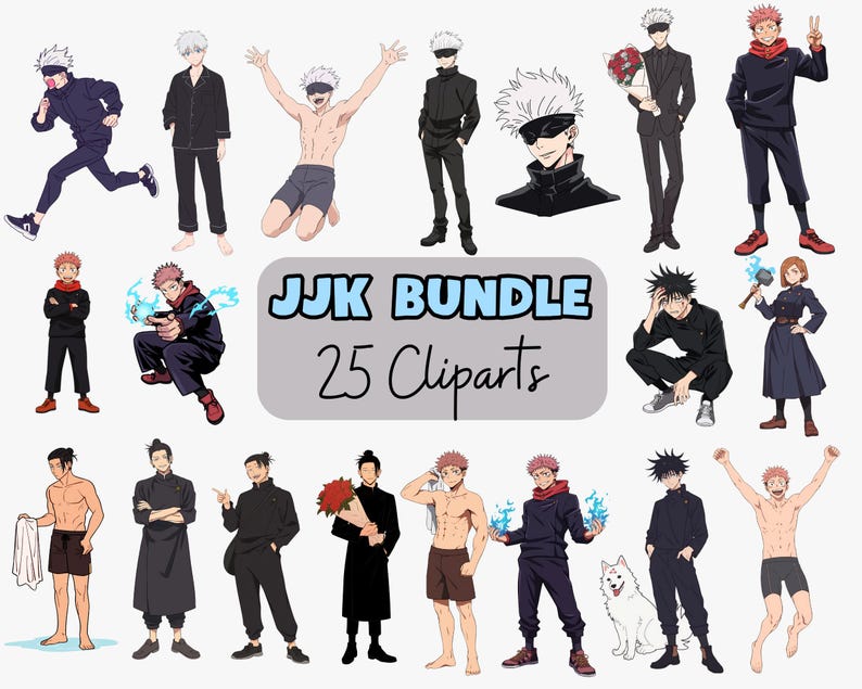 Jujutsu Kaisen Clipart Bundle | JJK Png Pack - Etsy
