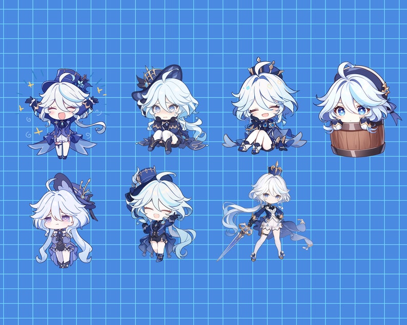 Genshin Impact Furina Png Pack, Chibi Furina Clipart Bundle for ...
